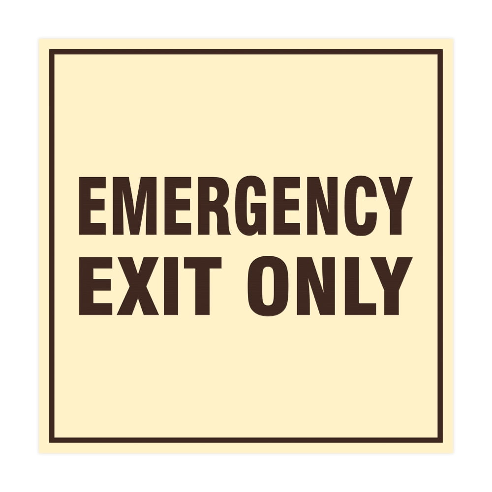Square Emergency Exit Only Sign (Ivory/Dark Brown) - Large - Walmart.com