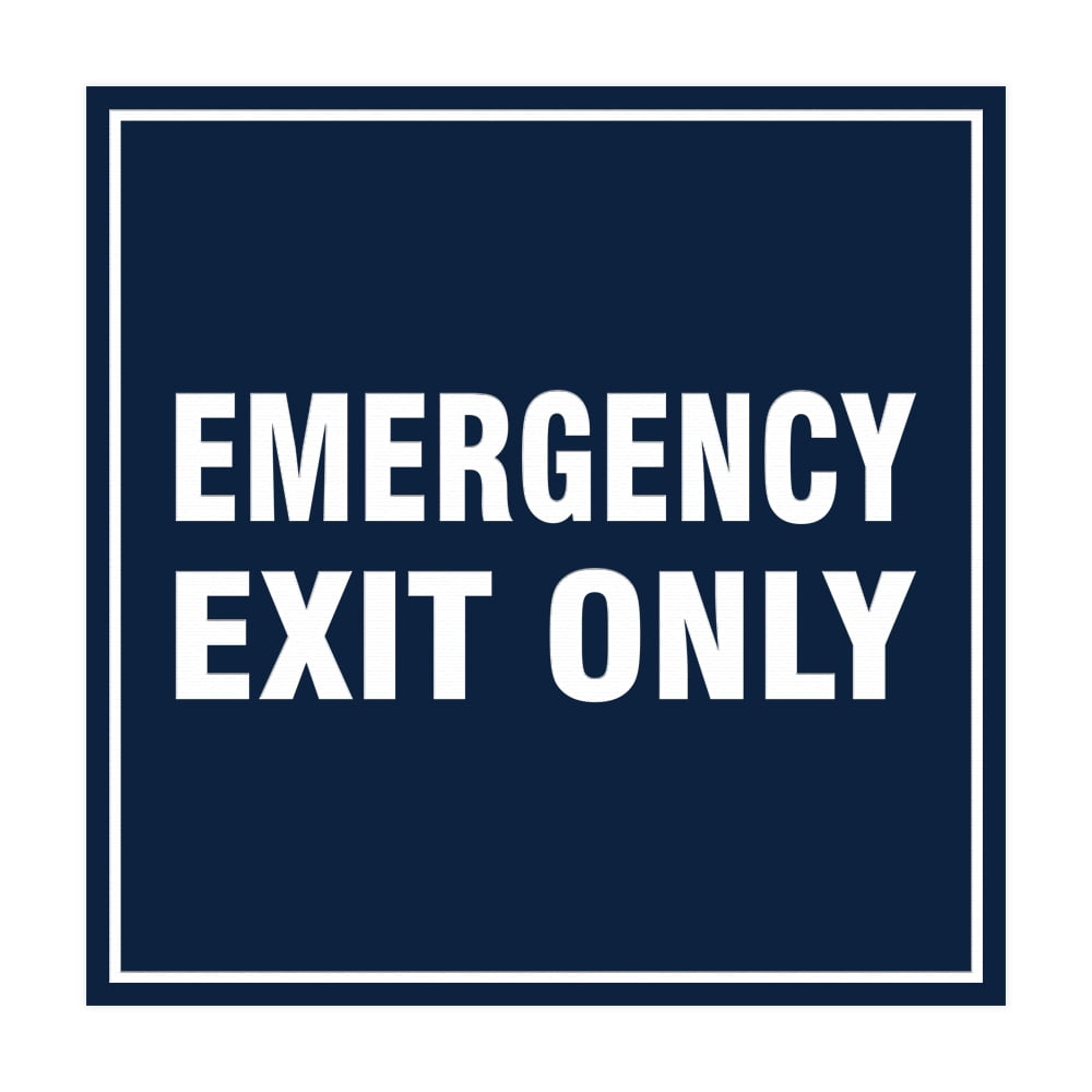 Square Emergency Exit Only Sign (Navy Blue / White) - Small - Walmart.com