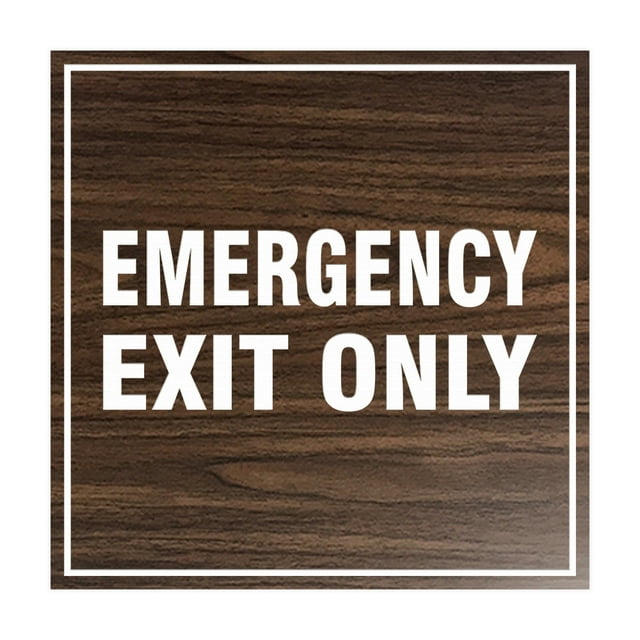 Square Emergency Exit Only Sign (Walnut) - Medium - Walmart Business ...