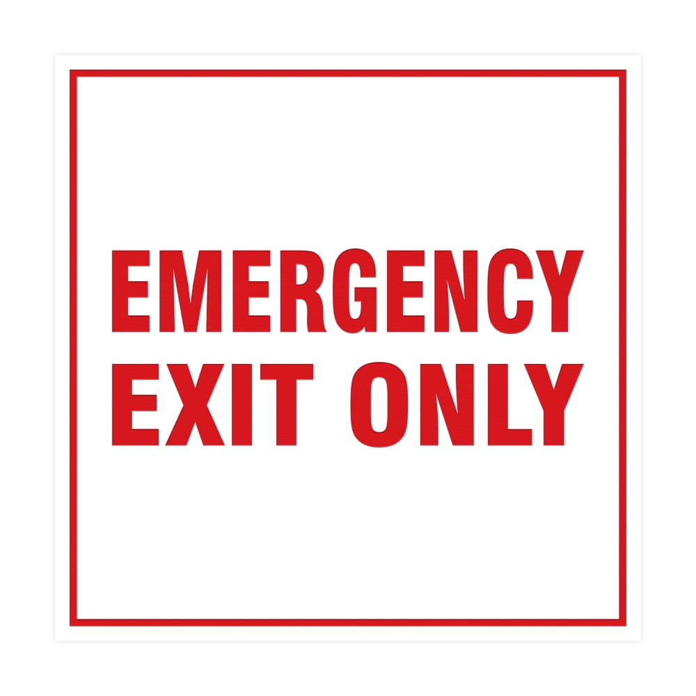Square Emergency Exit Only Sign (White/Red) - Small - Walmart.com