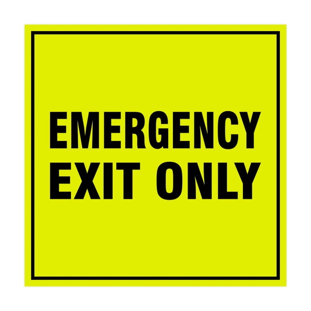 Square Emergency Exit Only Sign (Yellow / Black) - Small - Walmart ...