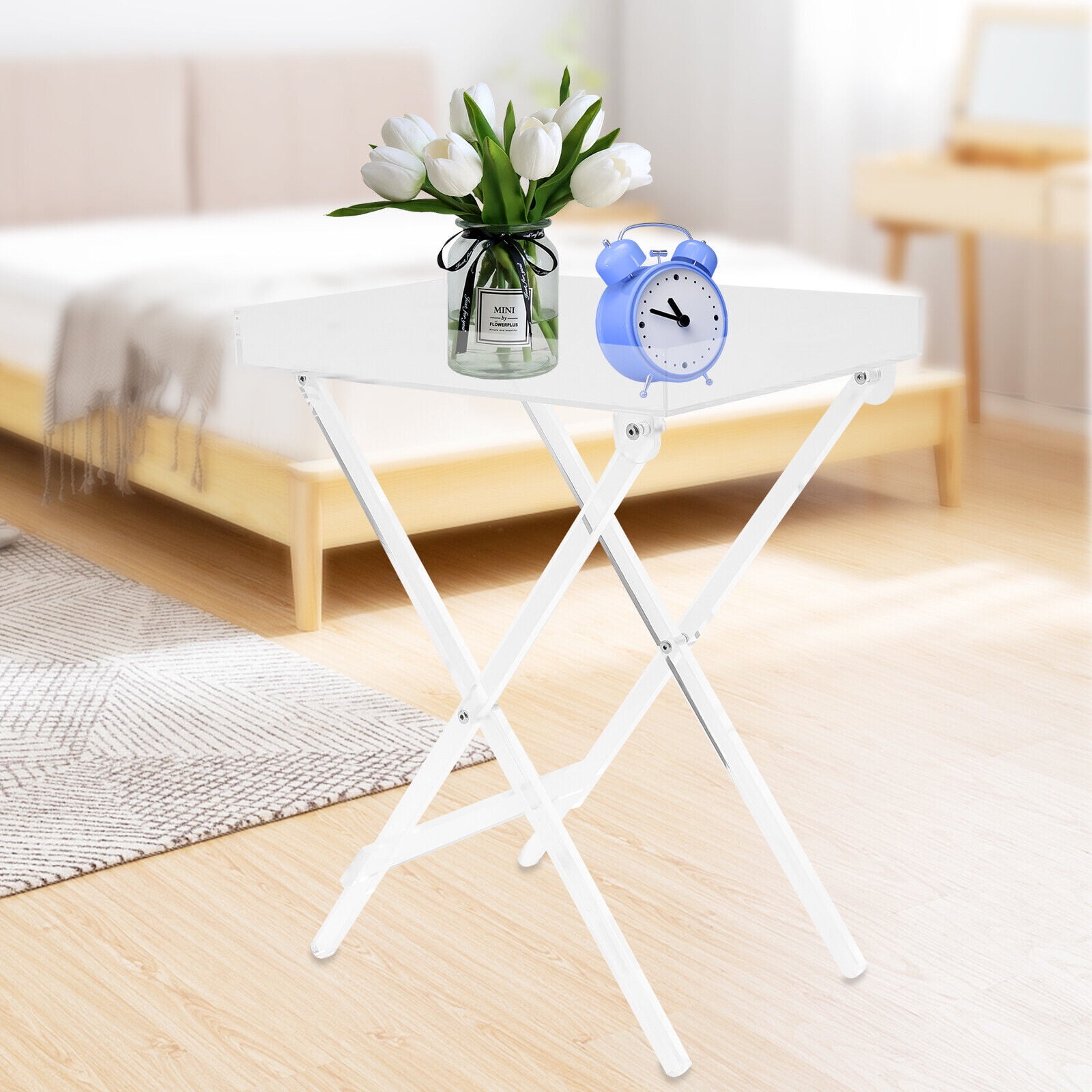 Square End Side Table Acrylic Home Folding Dinner Tray Snack Laptop ...