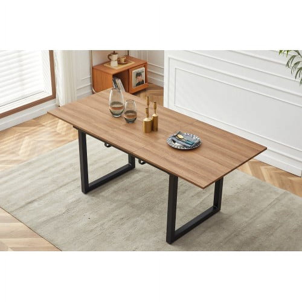 Square Extendable Dining Table with Metal Leg,Space Saving Kitchen ...