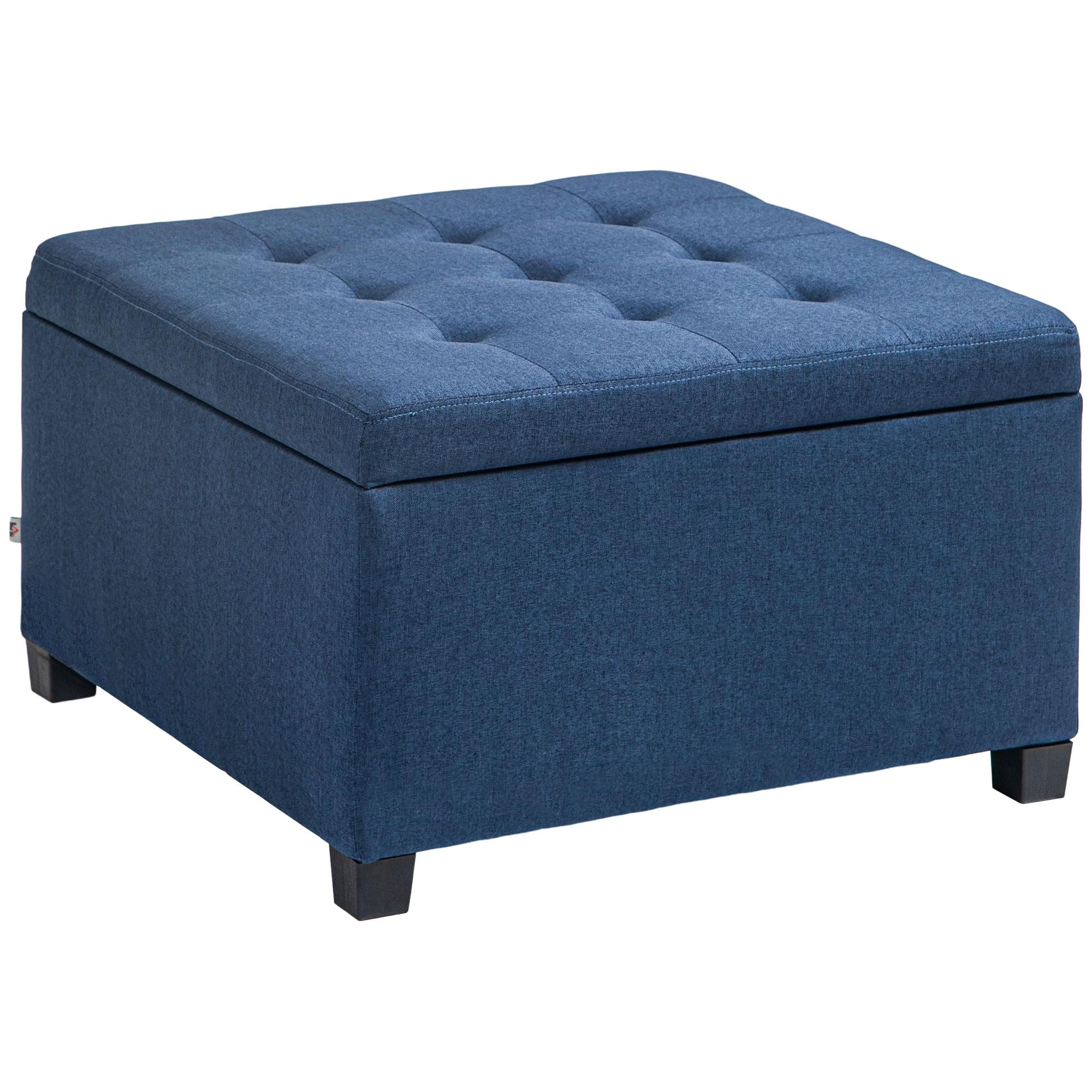 Square Fabric Tufted Storage Ottoman with Flip Top Lid, Sturdy ...