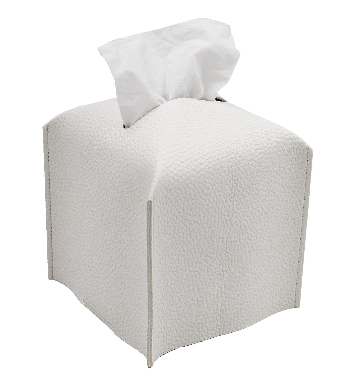 Square Facial Tissue Box Cover, Premium PU Leather Case with Velcro ...