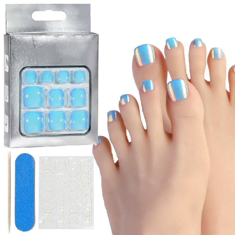 Square False Toenails Full Toenails Tips Stick On Toenails Presses On ...