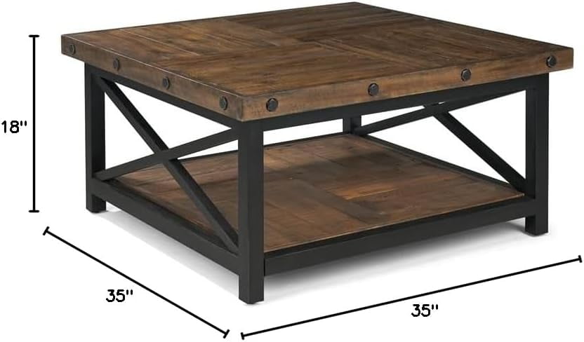 Square Farmhouse Wood Coffee Table in Rustic Brown - Modern Rustic ...