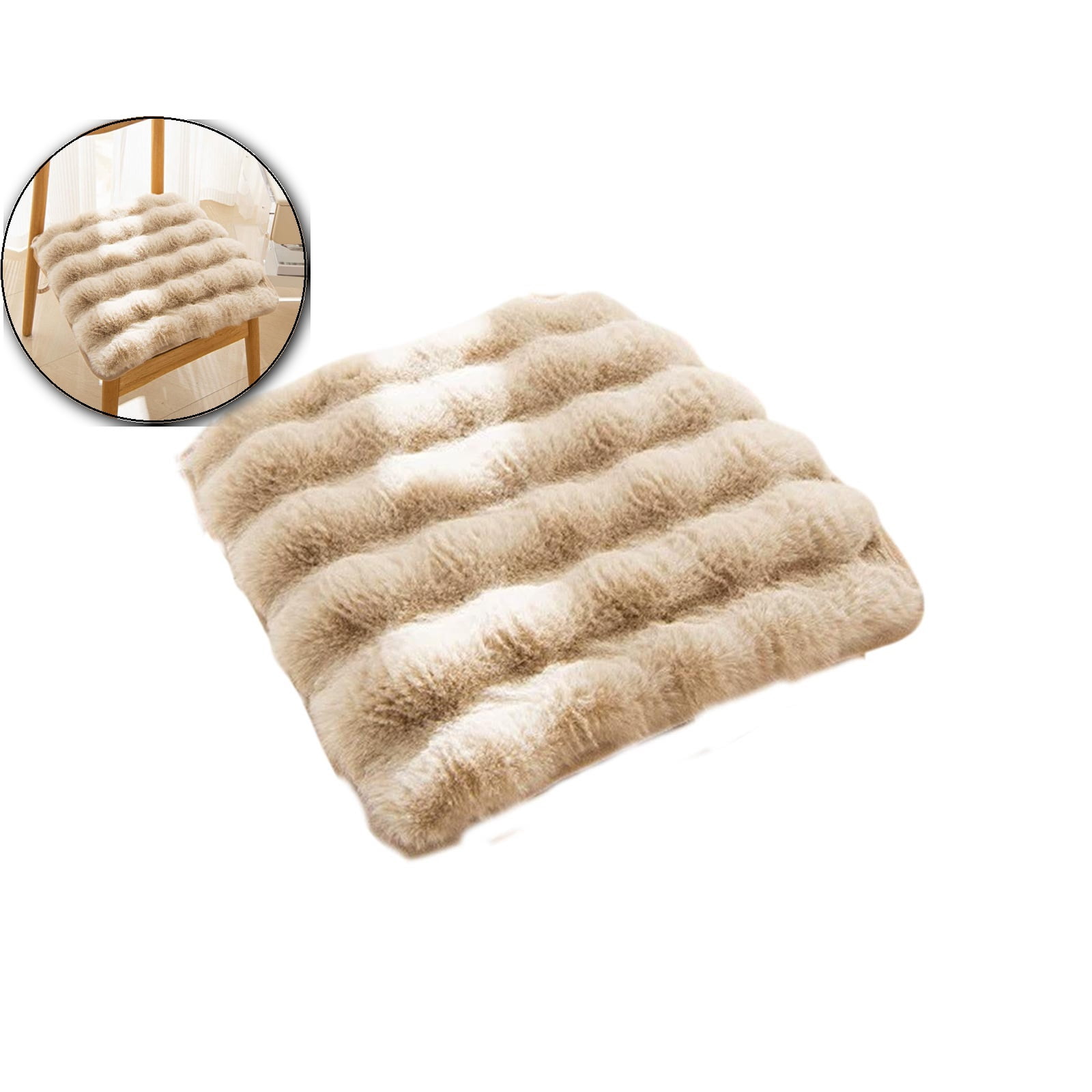 Square Faux Fur Seat Cushion, Faux Rabbit Fleece Chair Pad, Winter ...