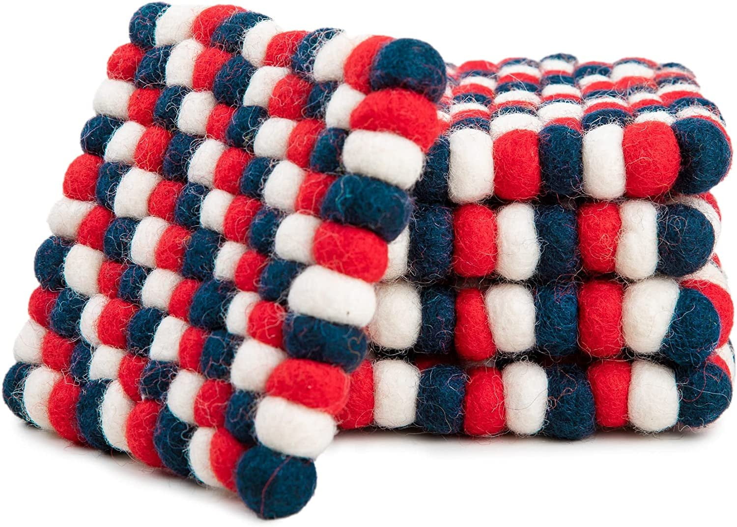 Square Felt Ball Coasters - 100% Merino Wool Table Coasters - Felt ...