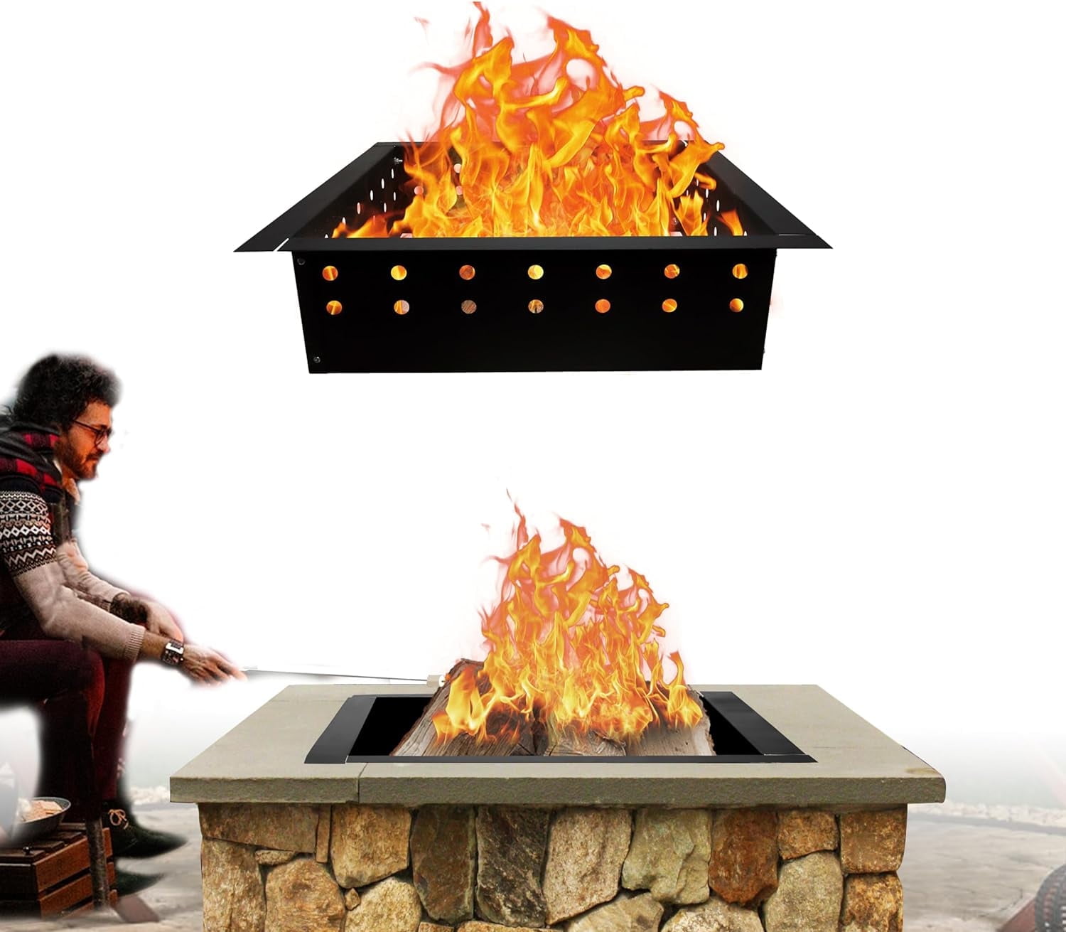 Square Fire Pit Insert - 29" Outside & 25" Inside Carbon Steel ...