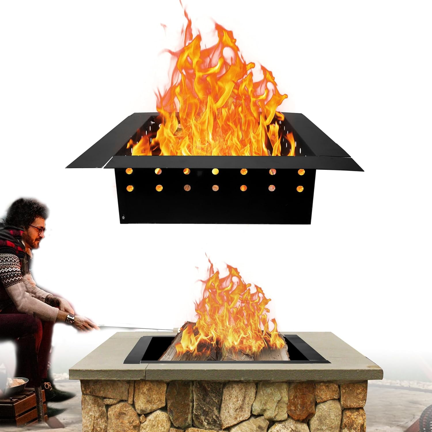Square Fire Pit Insert - 32" Outside & 24" Inside Carbon Steel ...