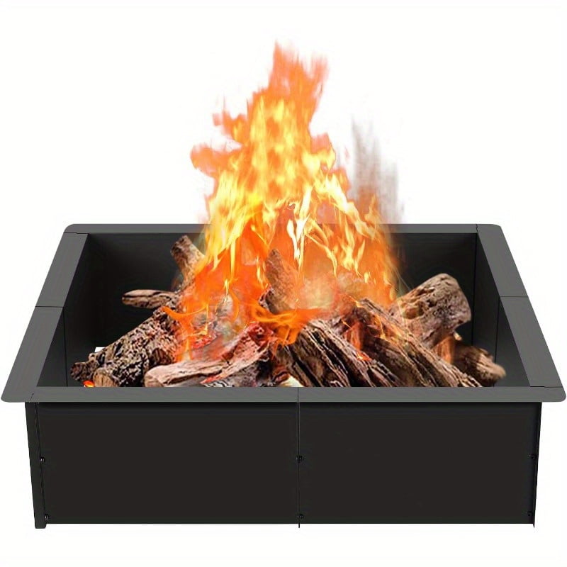 Square Fire Pit Ring Insert - 36" Outer Diameter, Heavy-Duty Black Steel for DIY Camping, Garden ...