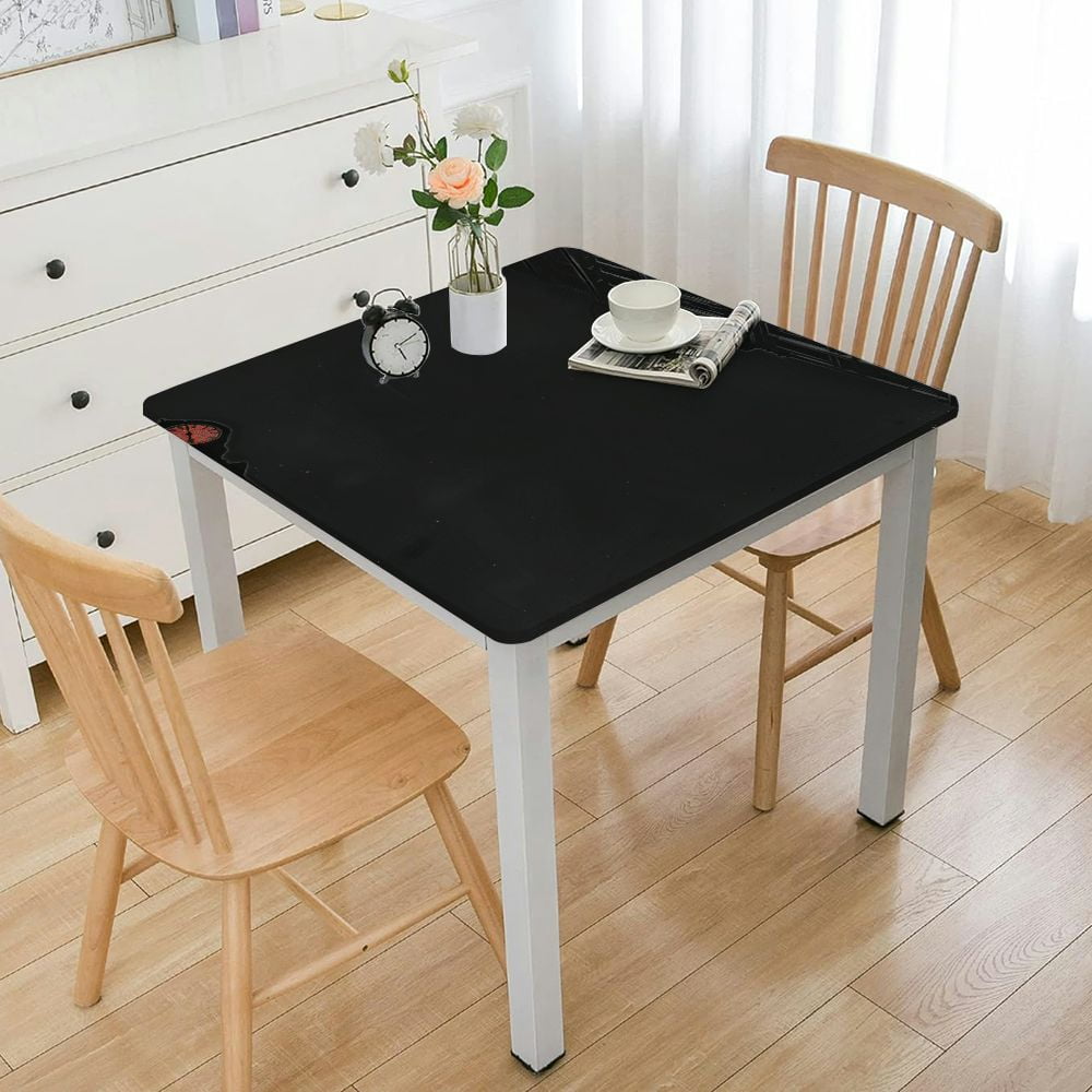 Square Fitted Table Cover Black Cocktail Topper Spandex Stretchable ...