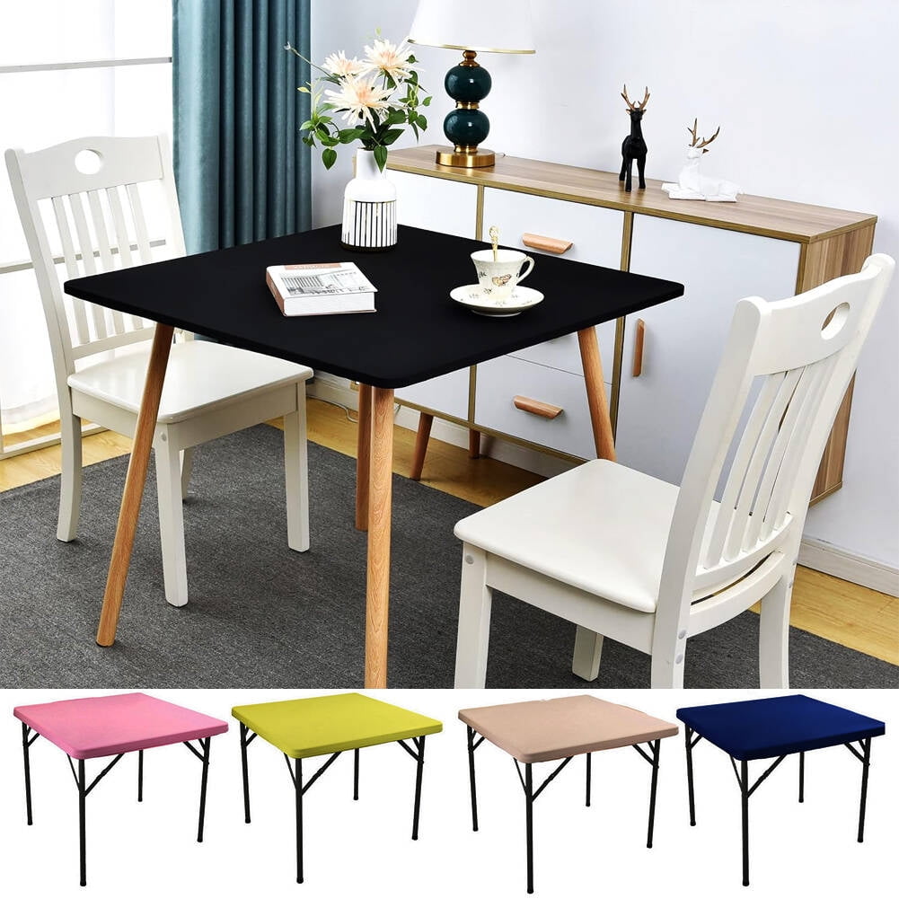 Square Fitted Table Cover Caps Stretch Tablecloth Elastic Cocktail ...