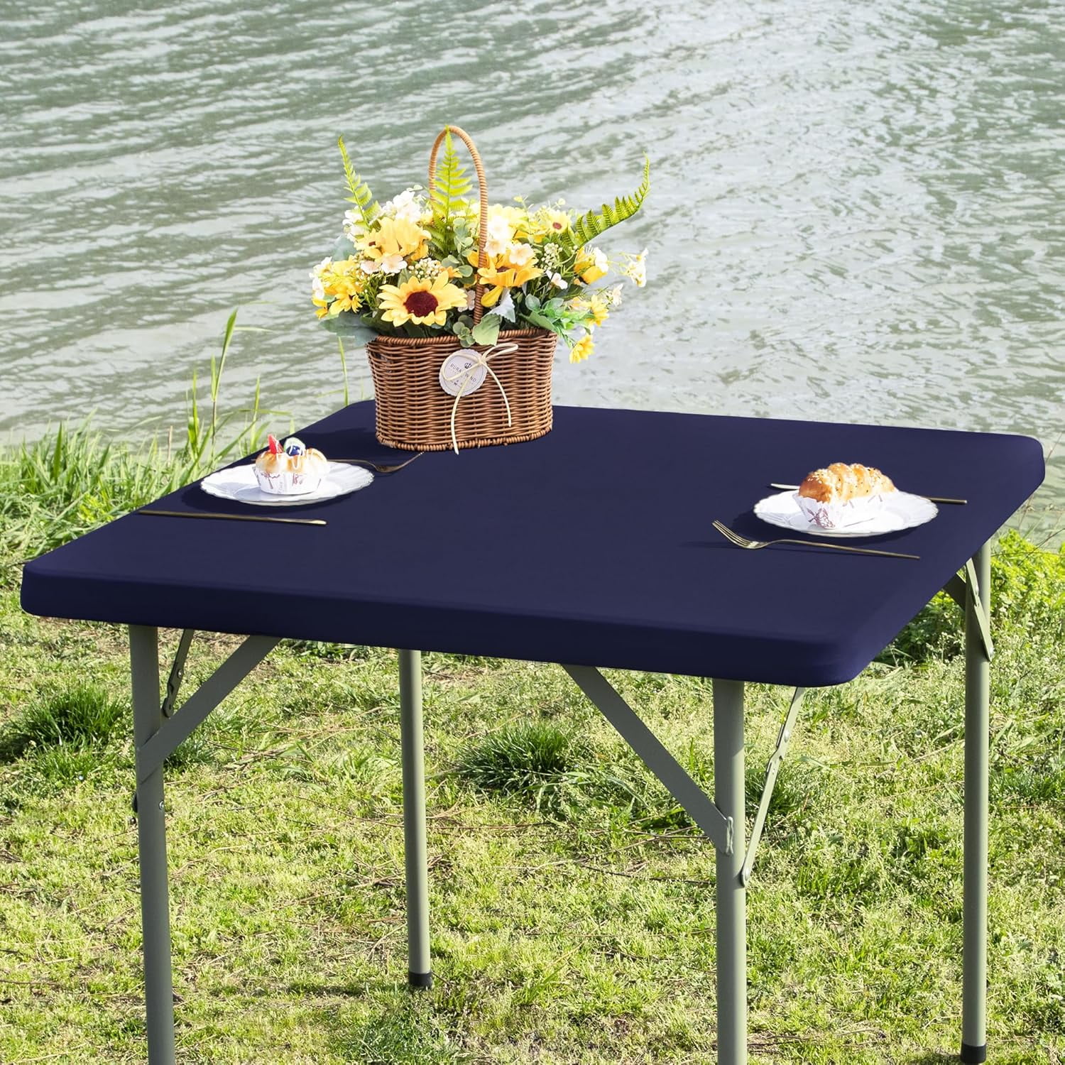 Square Fitted Table Cover Elastic Tablecloth 3ft Stretch Spandex Table ...