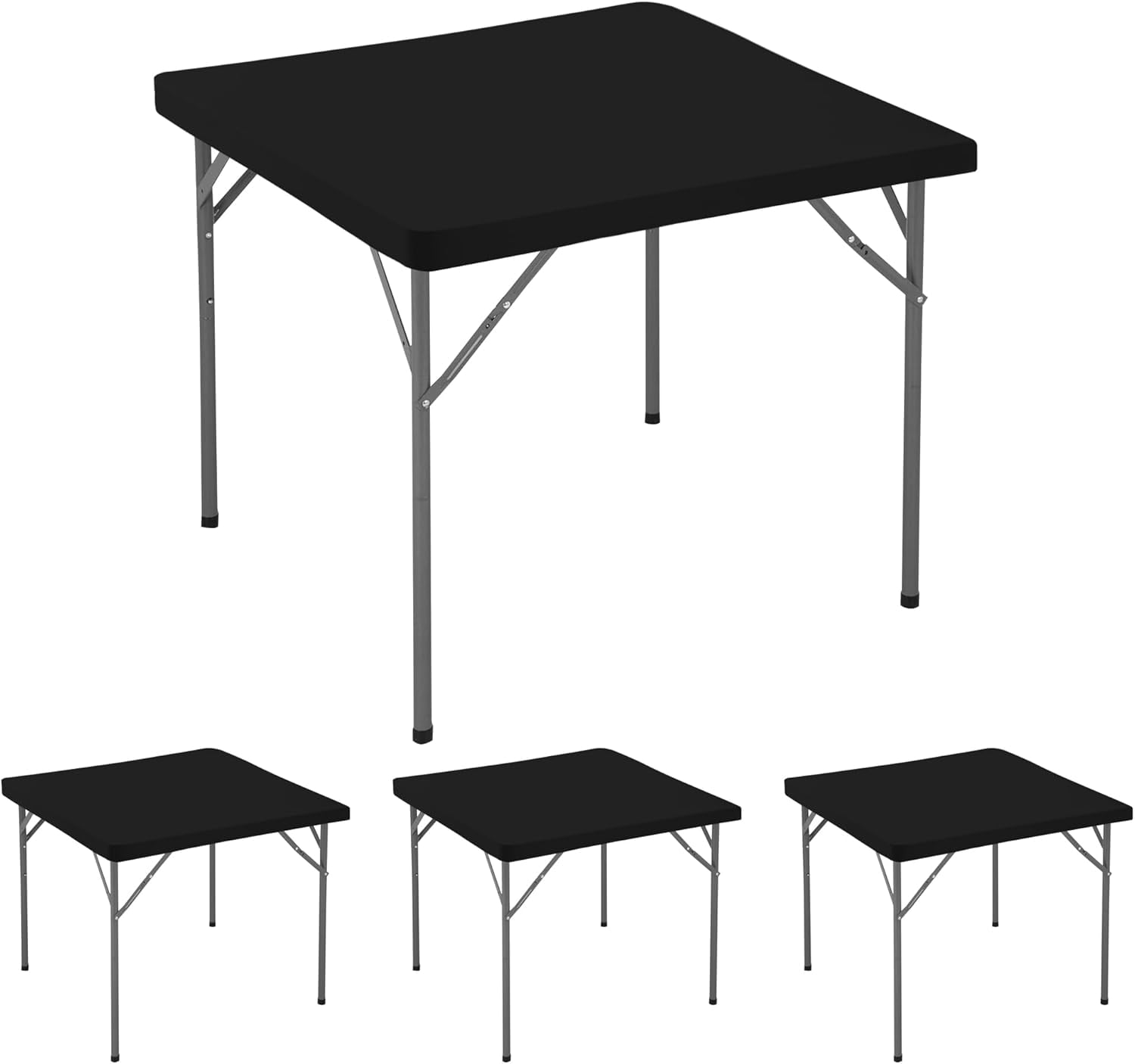 Square Fitted Tablecloth 34x34 Inch-4 Pack Black Elastic Spandex Table ...