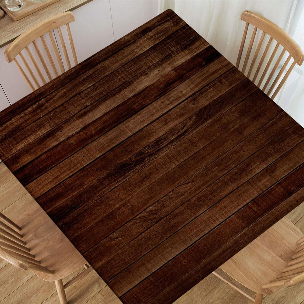 Square Fitted Tablecloth Aged Wooden Planks Texture Vertically Striped ...
