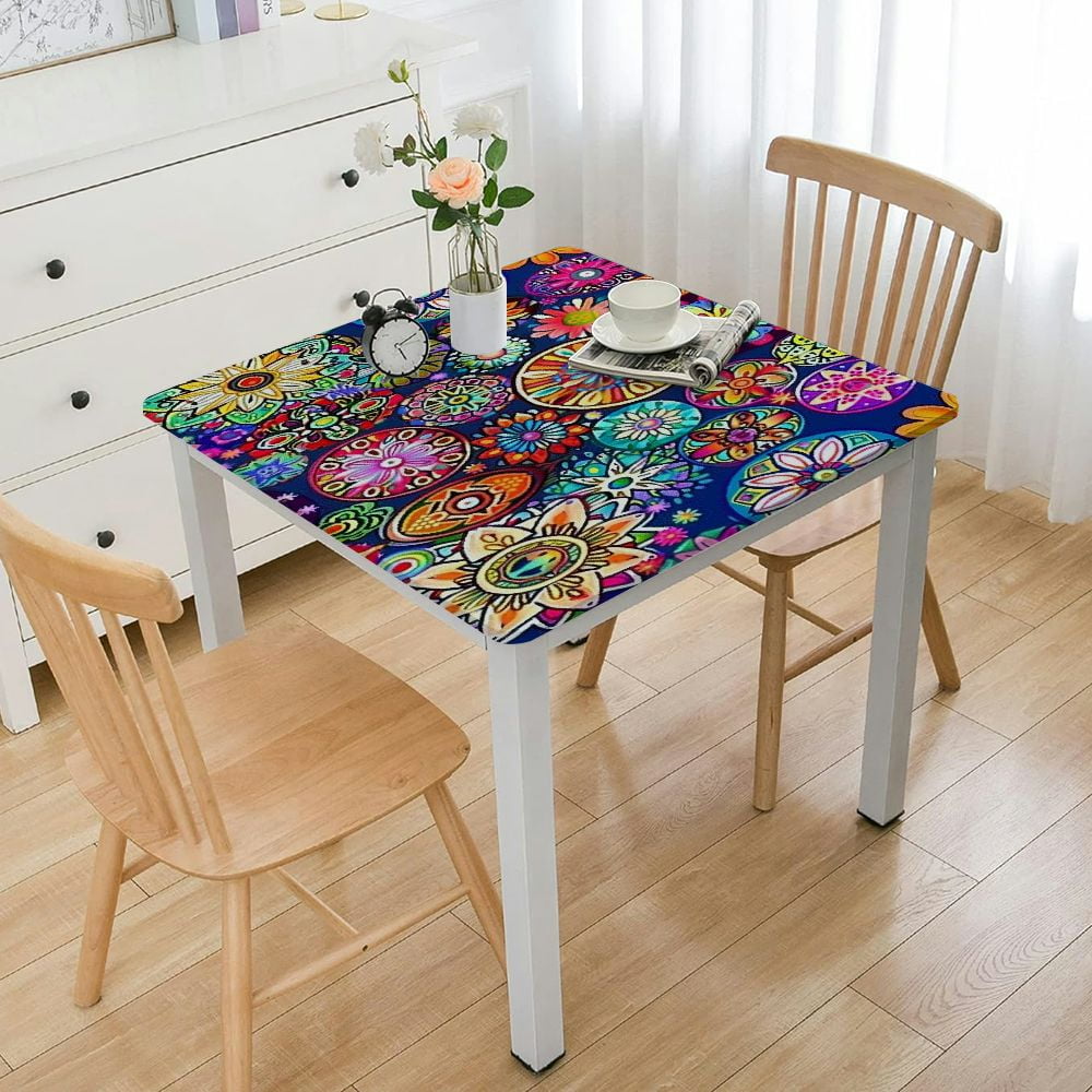 Square Fitted Tablecloth Card Table Cover Waterproof Outdoor Table ...