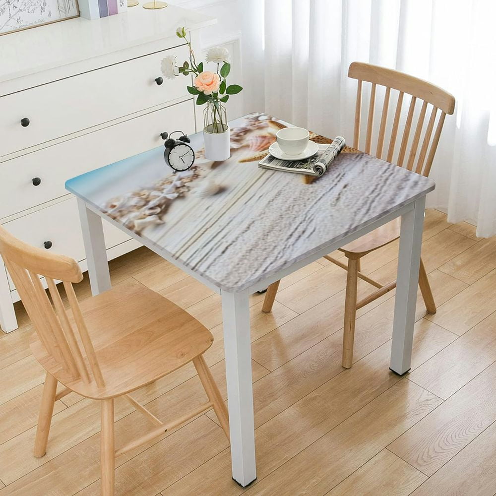 Square Fitted Tablecloth, Starfish Marine in Vertical Wood Surface ...