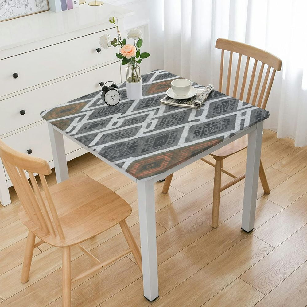 Square Fitted Tablecloths, Grey Geometry Elastic Edge Home Decorate ...