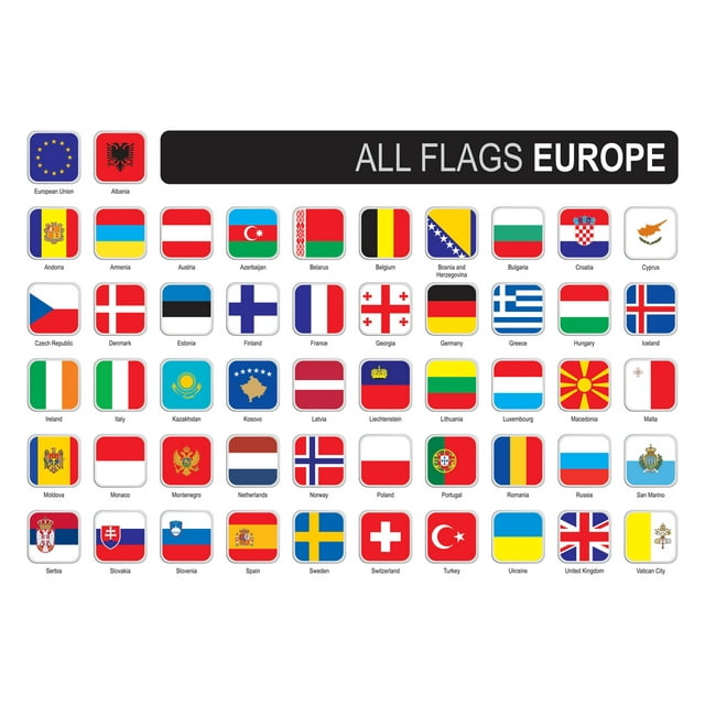 Square Flags of Europe Cool Wall Art Print Poster 18x12 - Walmart.com