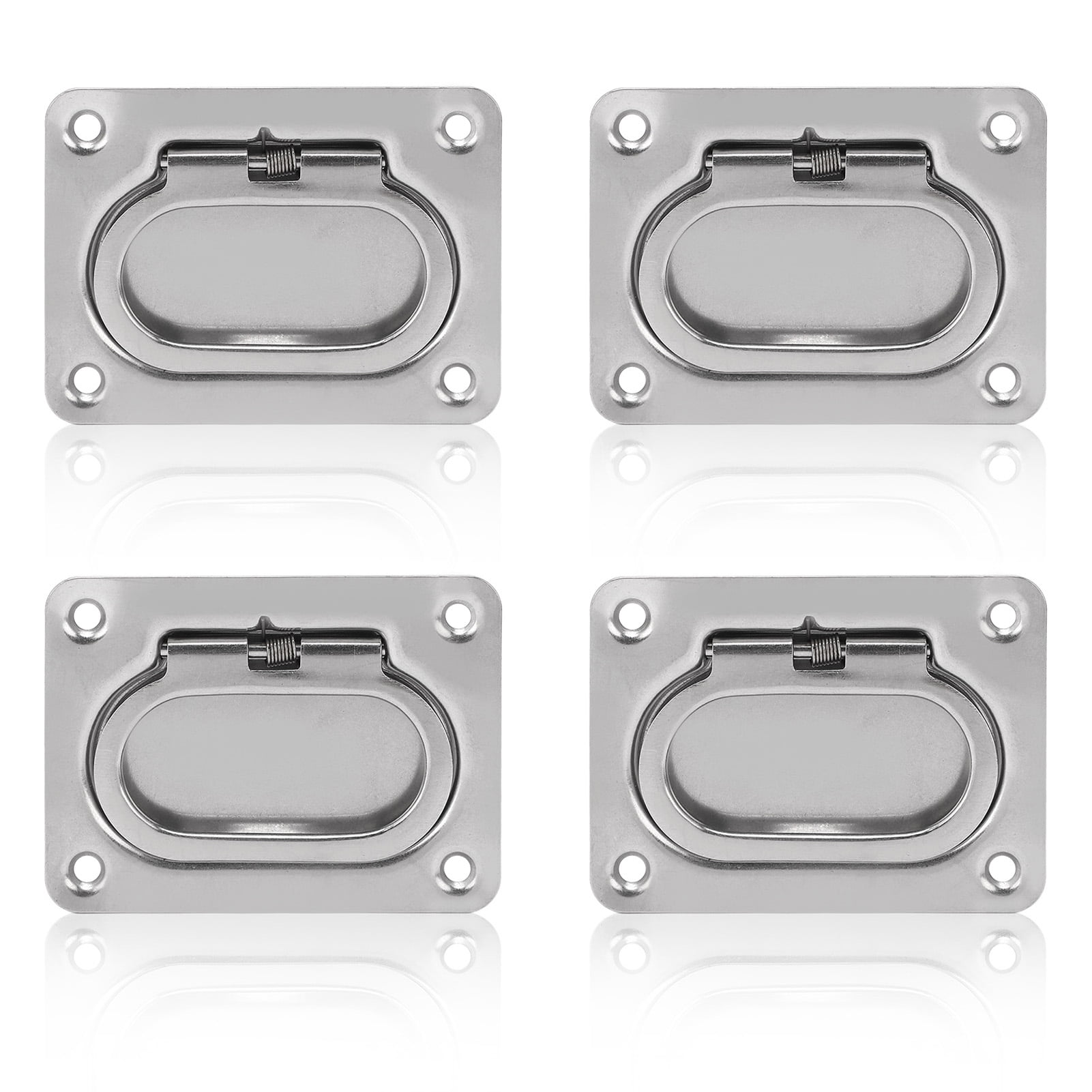 Square Flush Mount Ring Pull Handles, 316 Stainless Steel, Set of 4 for ...