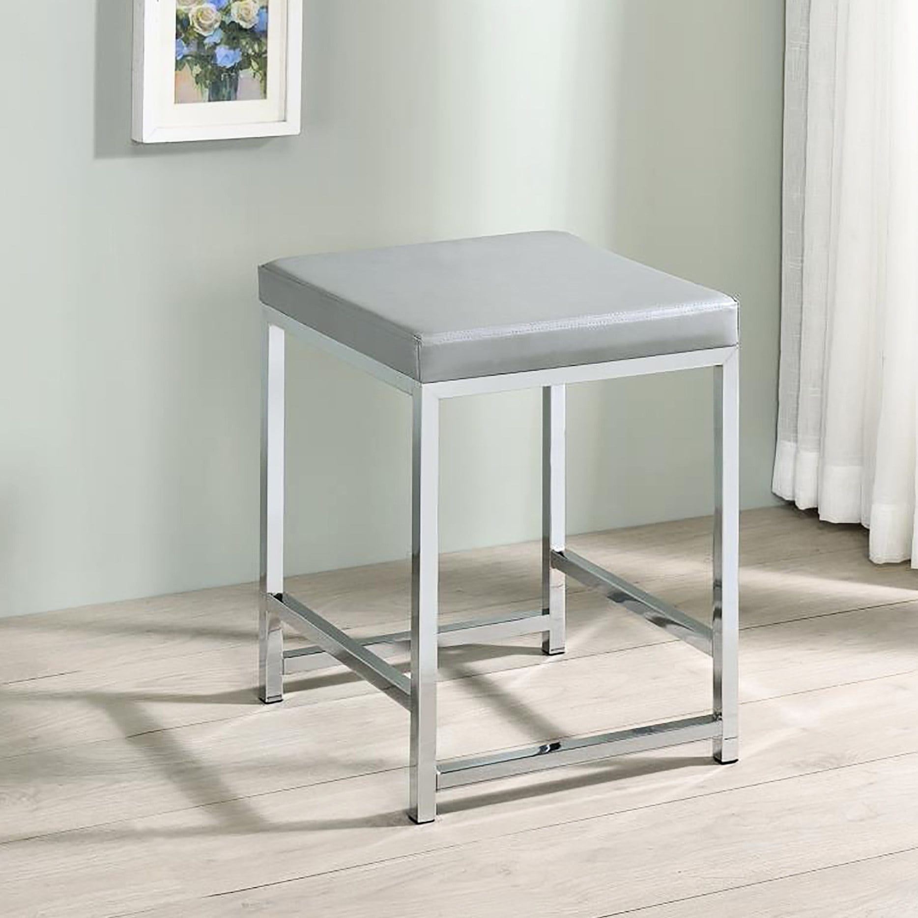 Contemporary Foam-Filled Vanity Stool / Ideal for Dressing Area / Adds ...