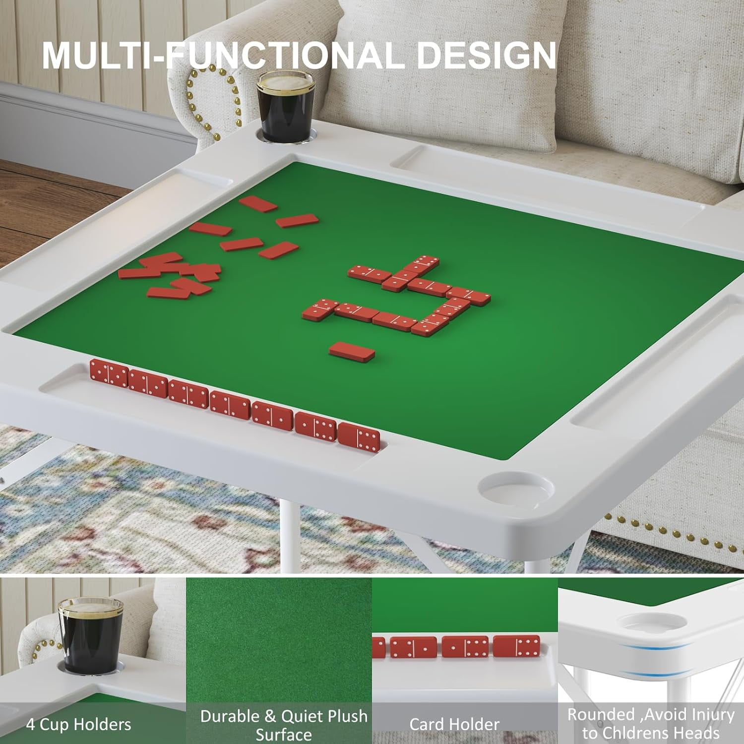 Square Folding Card Table, Portable Domino Tables for 4 Players, Card ...