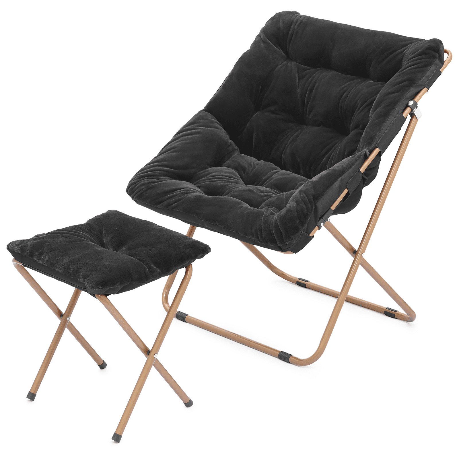 Square Folding Faux Fur Saucer Chair for Bedroom Living Room Dorm ...