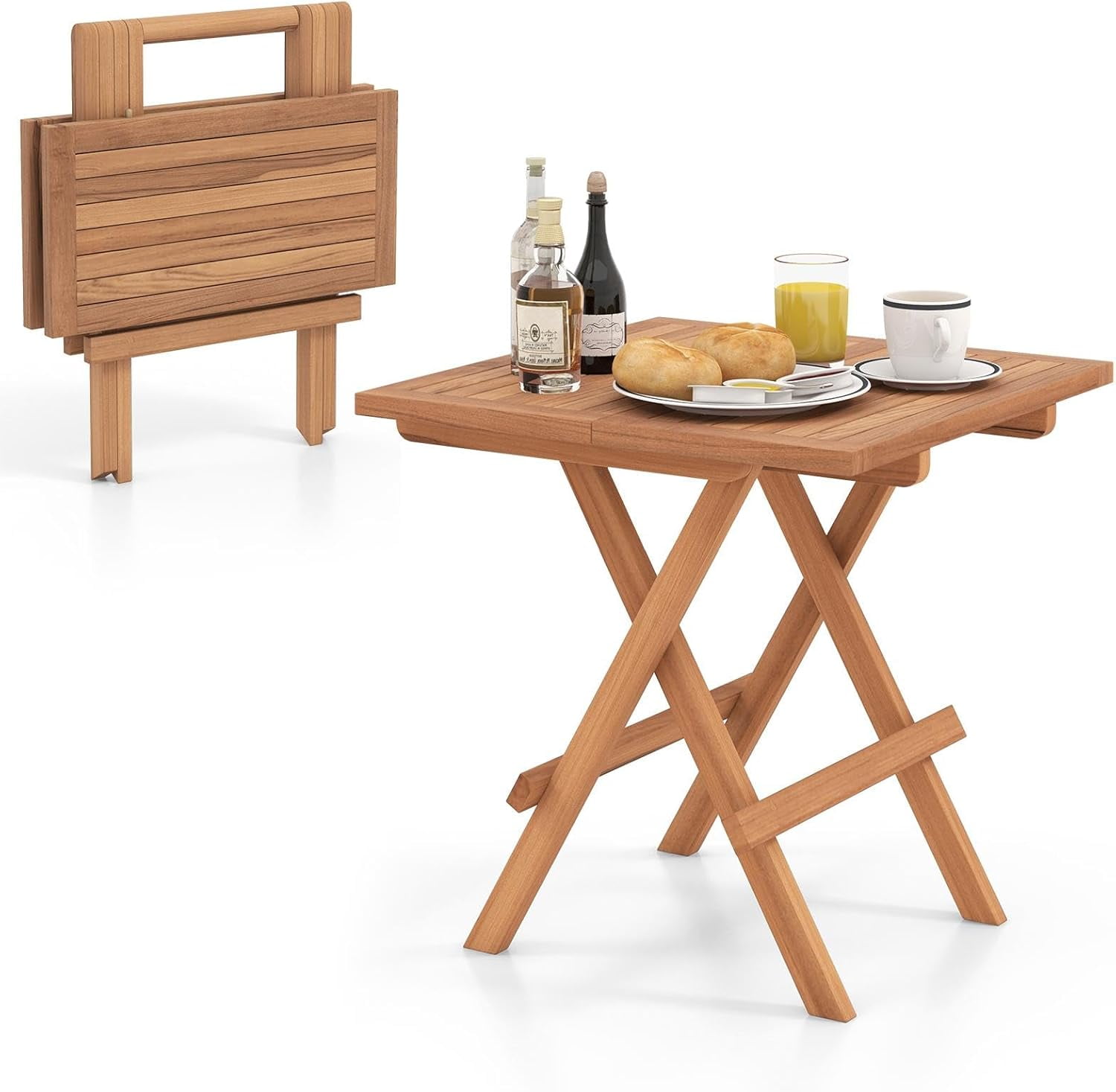 Square Folding Side Table, Outdoor Indonesia Teak Wood Patio Dining ...