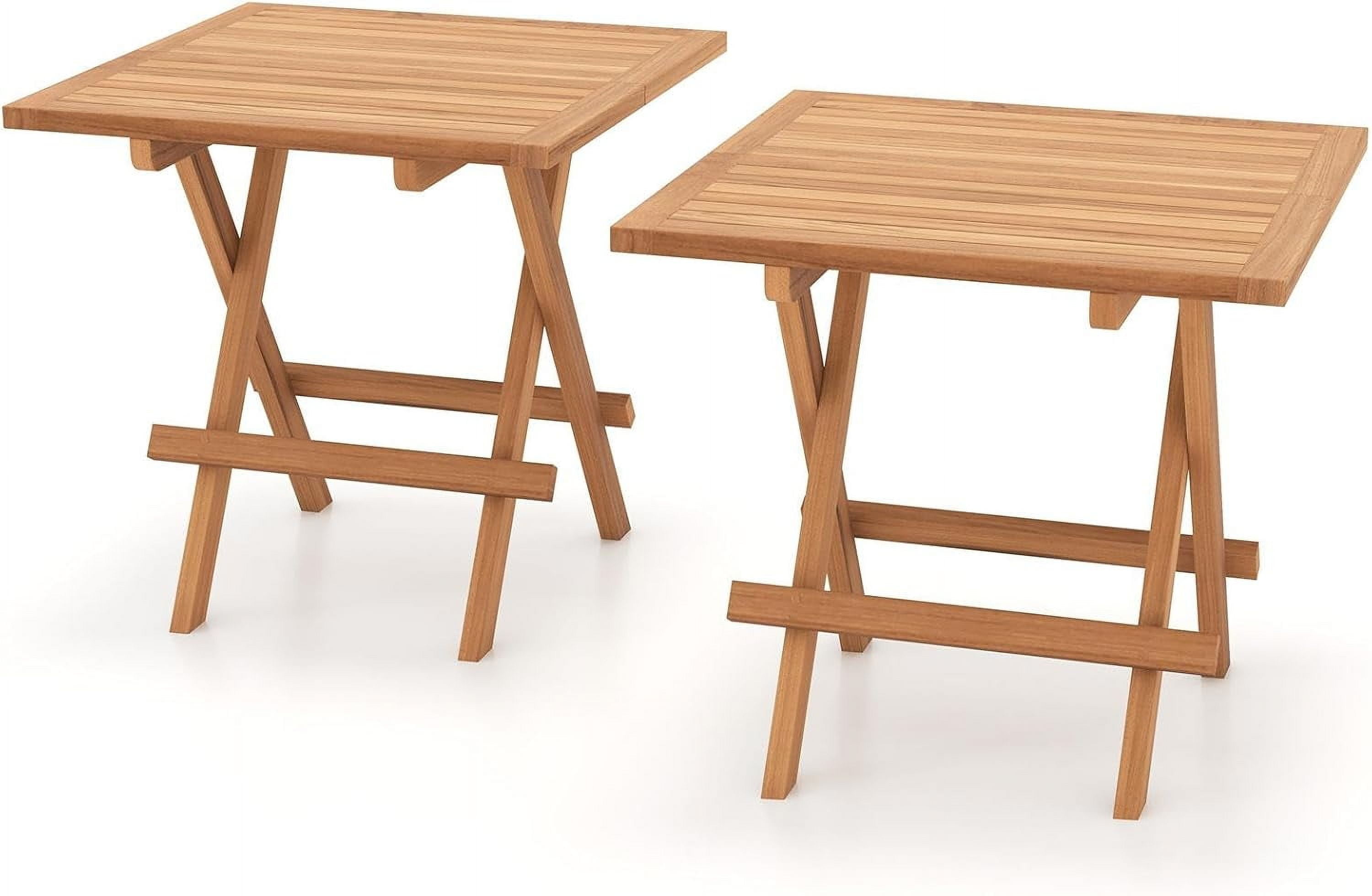 Square Folding Side Table Set of 2, Outdoor Indonesia Teak Wood Patio ...
