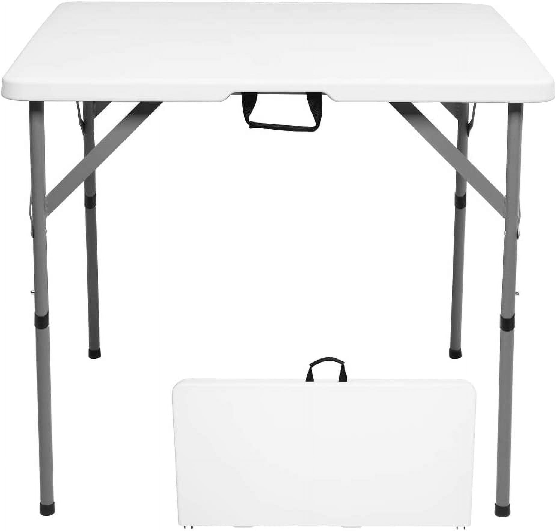 Square Folding Table, 34 inch White Card Table Foldable Plastic Top for ...