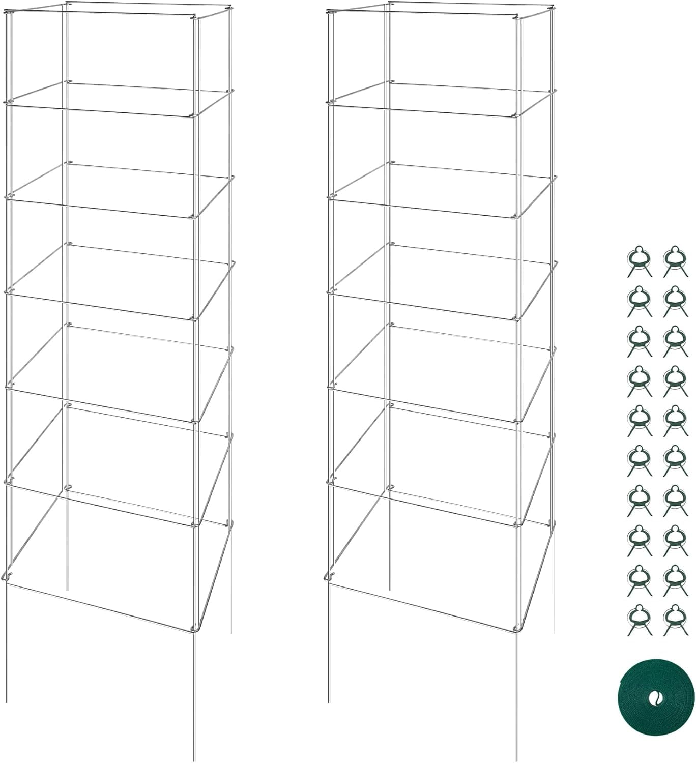 Square Folding Tomato Cages 13" x13" x 56", Heavy Duty Tomato Plant ...