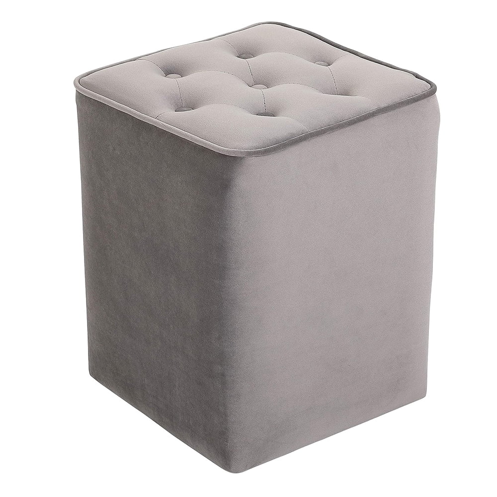 Square Foot Stool,Comfy Compact Padded Stool, Tufted Velvet Ottoman ...