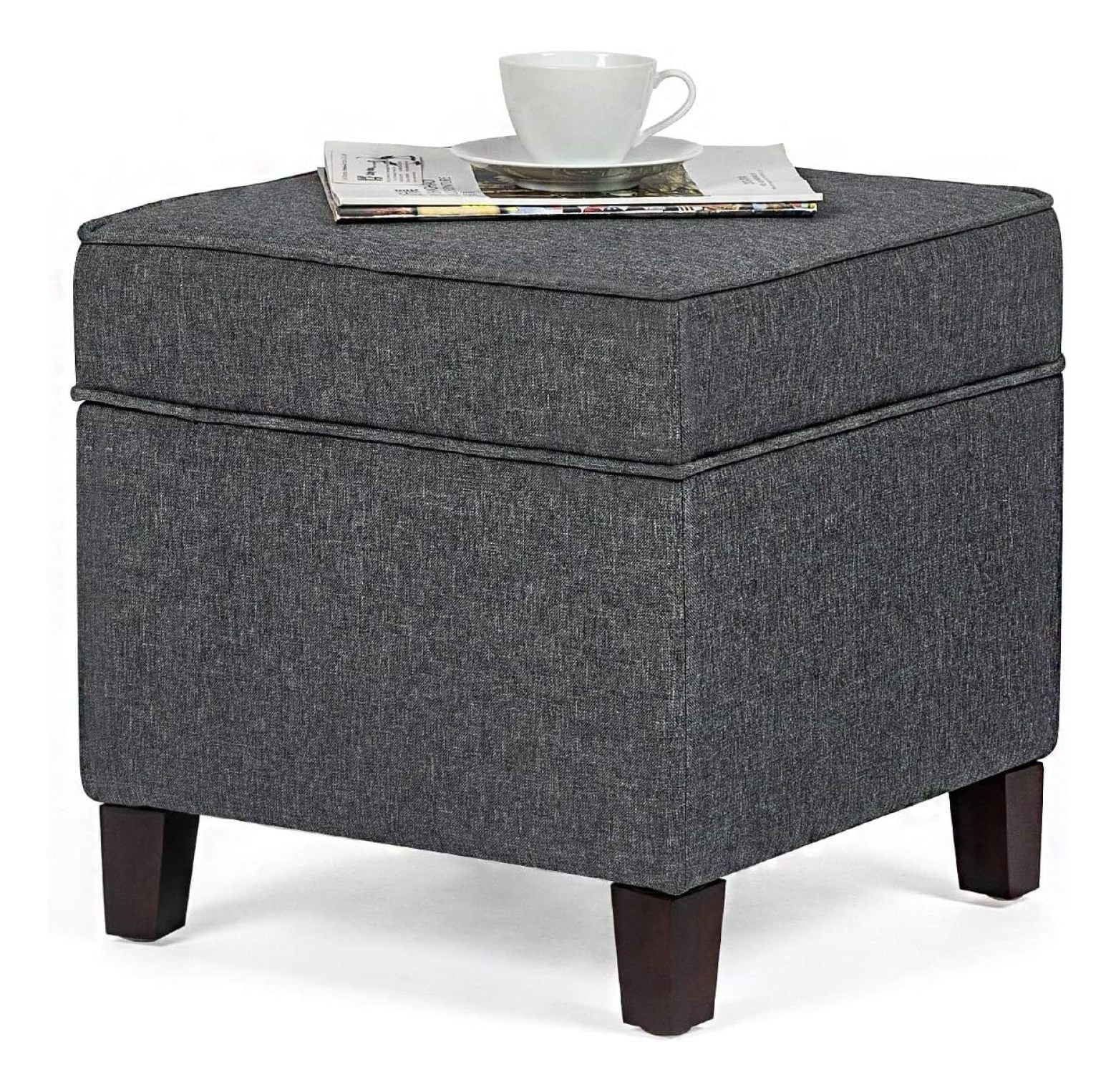 Square Footstools Fabric Storage Ottoman Comfortable Seat with Thick ...