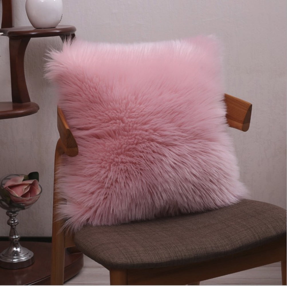 Square Furry fur (front) Faux (back) pillow 18''x18'' (With/Without ...