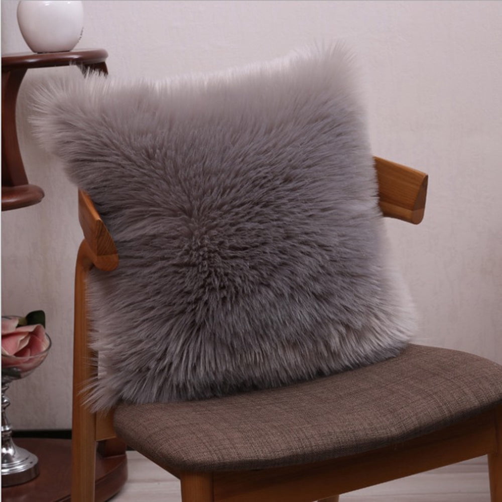 Square Furry fur (front) Faux (back) pillow 18''x18'' (With/Without ...
