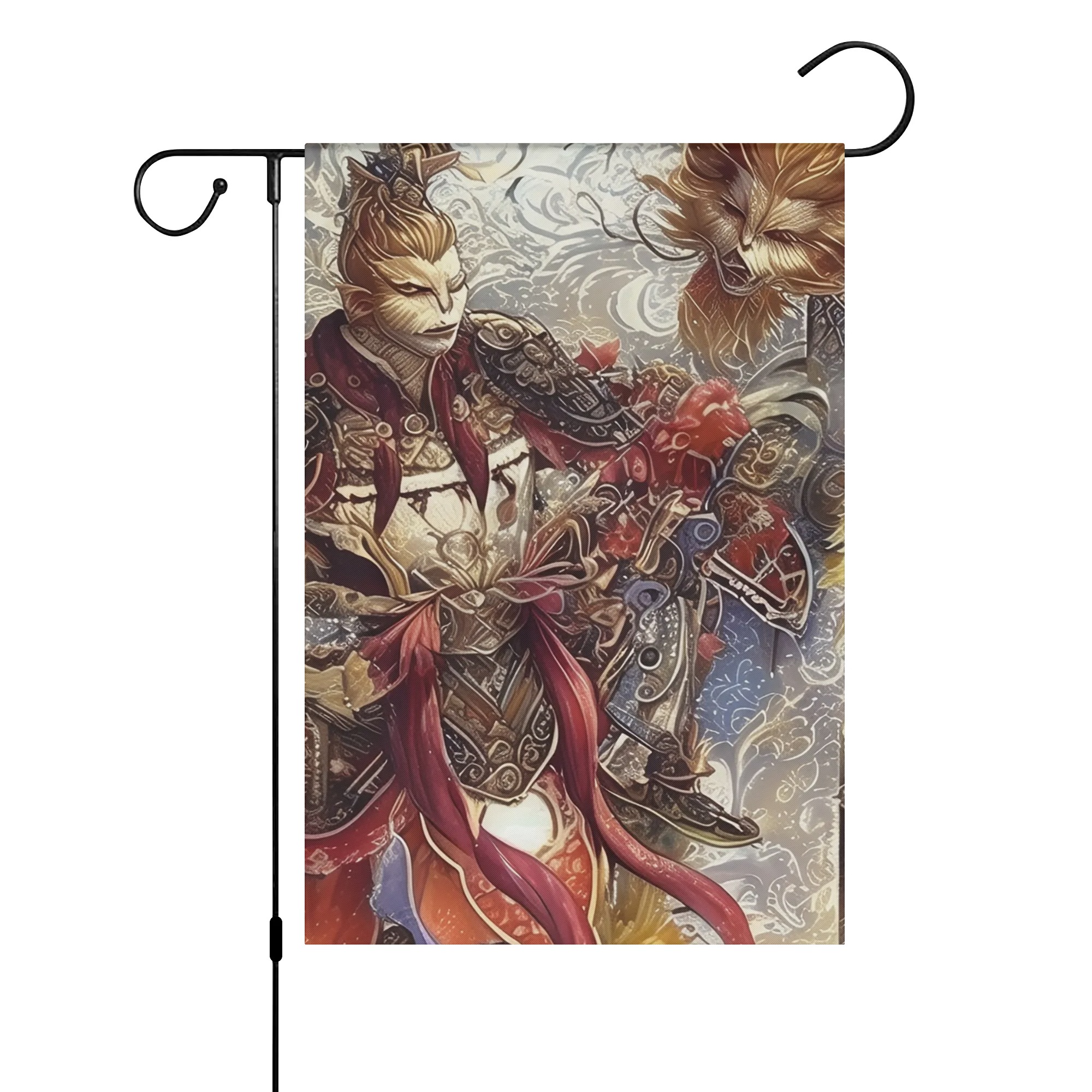 Square Garden Flag Cute Sun WuKong Style Double Sided Outdoor Flag ...