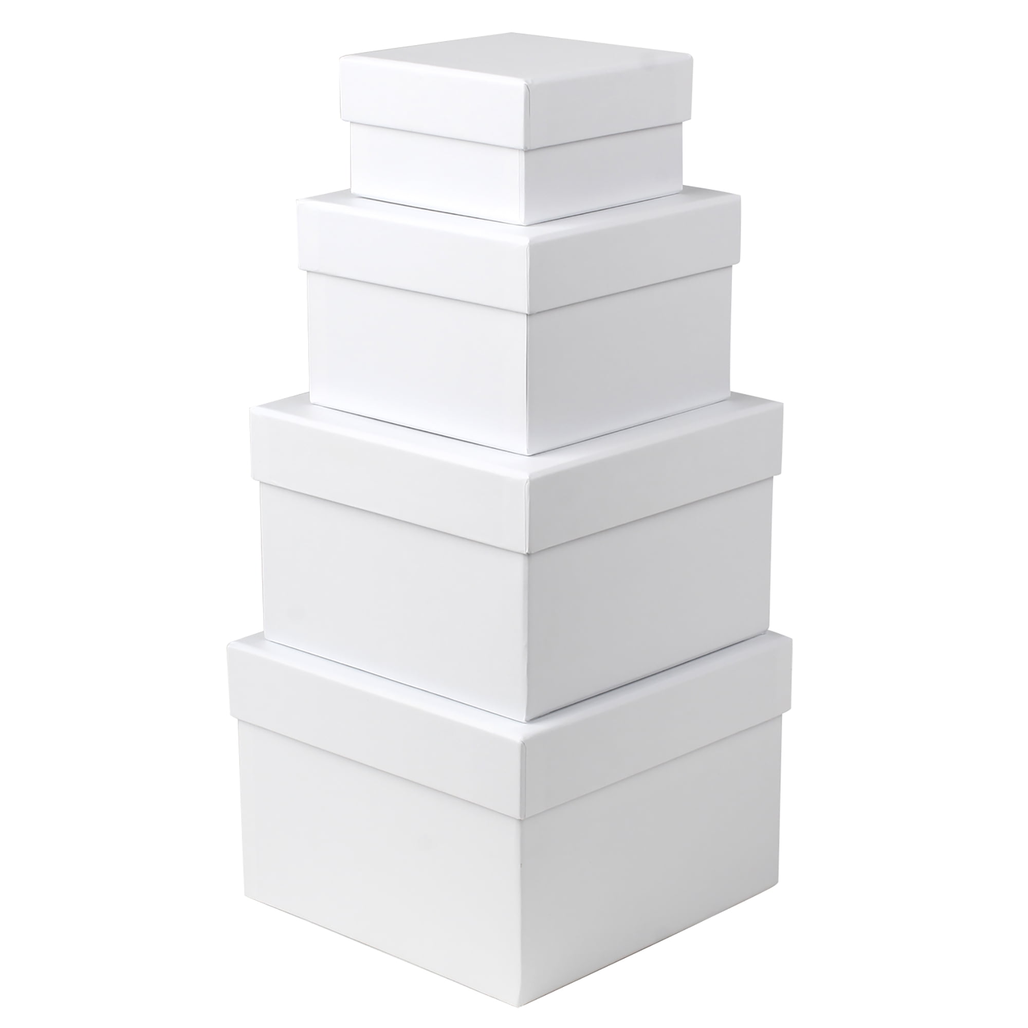 Square Large, Medium & Small White Gift Box Set. Sturdy Assorted Sizes ...