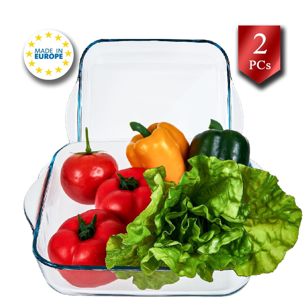 Square Glass Baking Dishes, Ovenware, Casserole, Set of 2 - Walmart.com