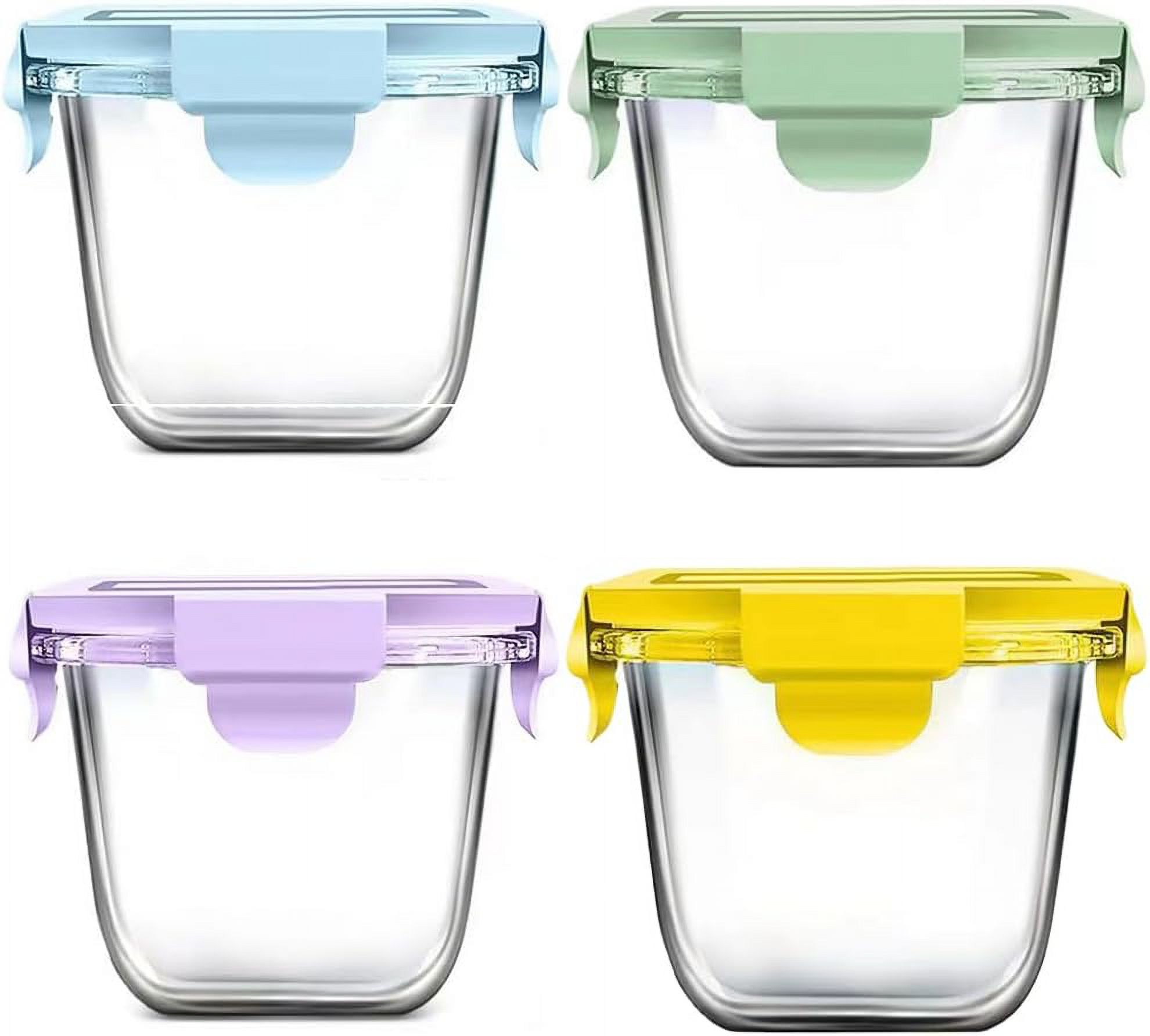 Square Glass Food Storage Container Airtight Lids, 4 Cup Glass Soup ...