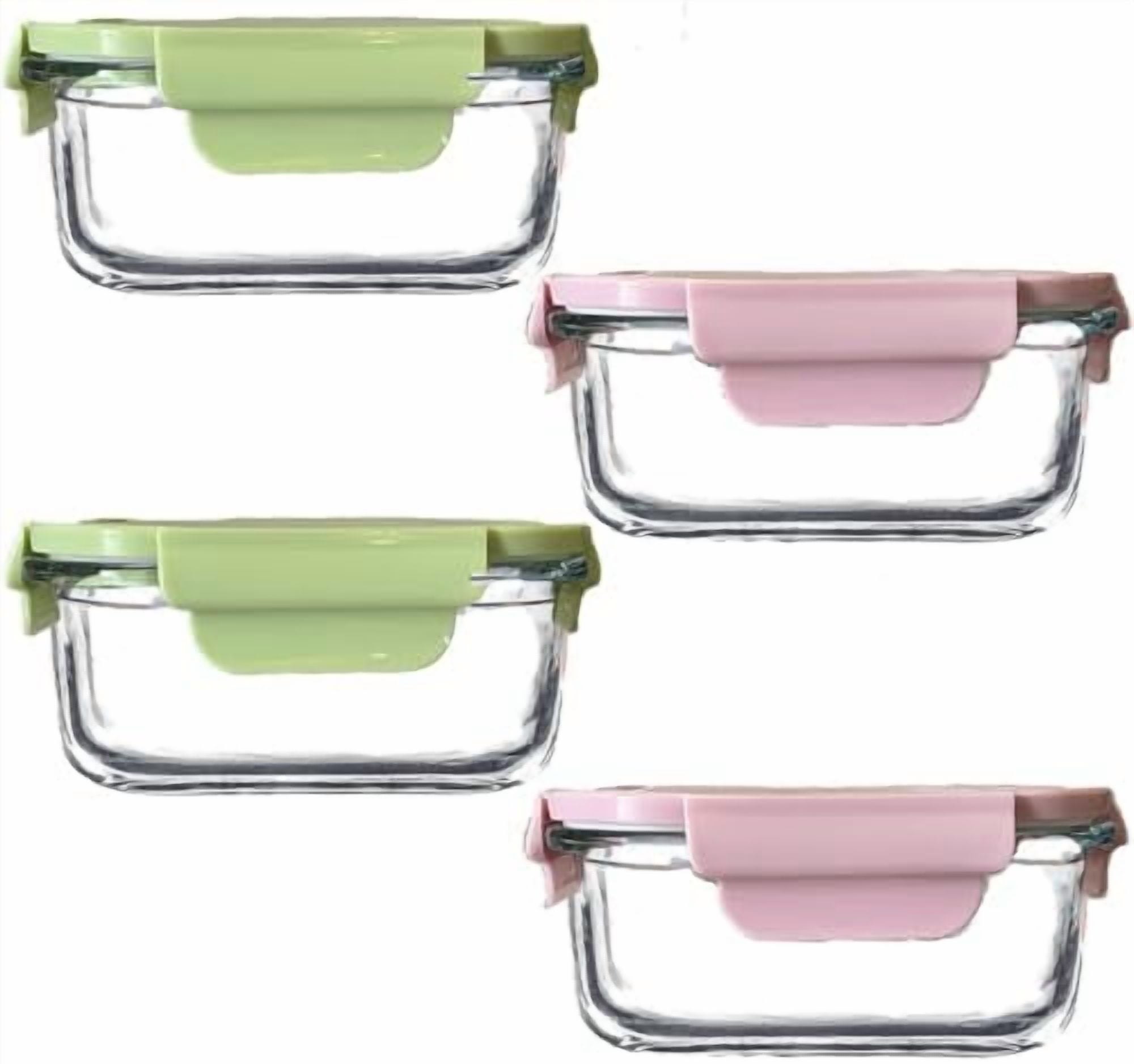 Square Glass Food storage Containers with Airtight Lids, 2 cup Food ...