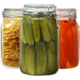 Square Glass Jars with Airtight Lid Set of 3, 50 floz Wide Mouth Mason ...