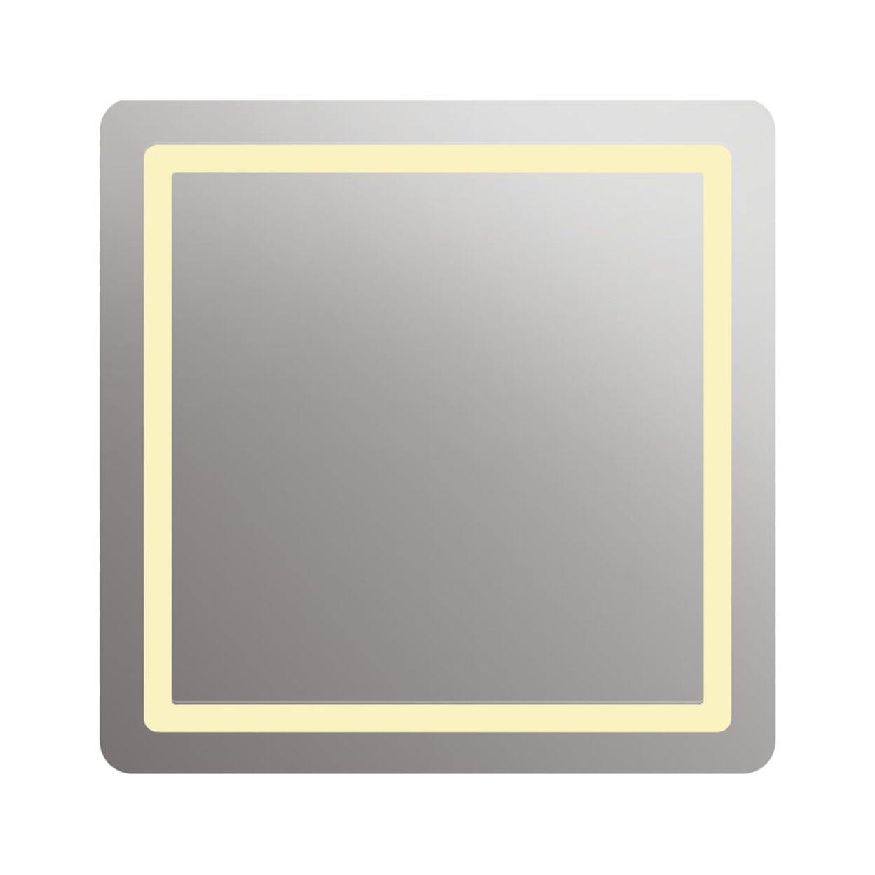 Square Glass Mirror with LED Light and Dimmable Touch Button, Clear ...