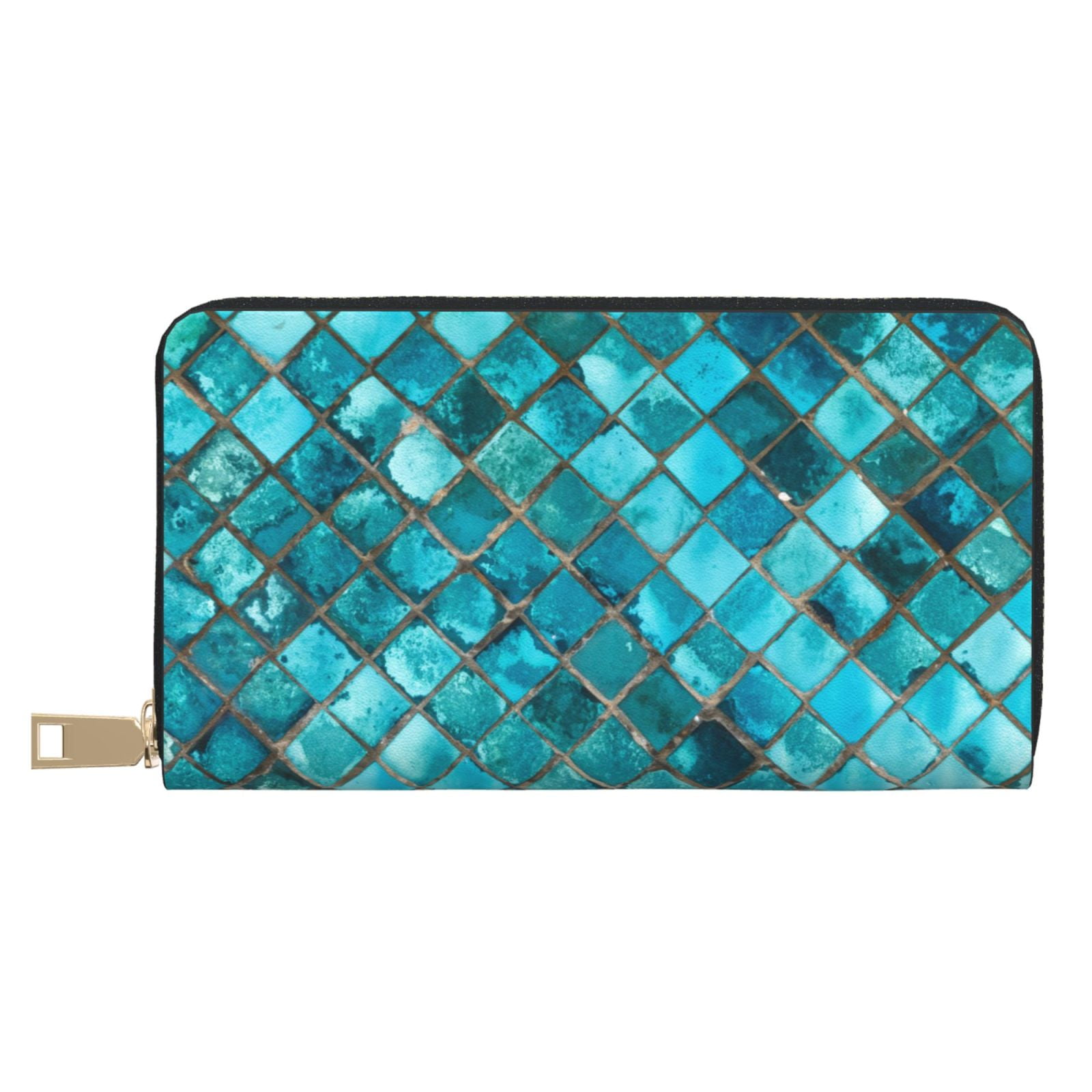 Square Glass Mosaic Wallet Women, Leather Bifold Multi Card Wallet ...