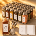 Square Glass Spice Jars Set, 24 Pack 4oz, With Adjustable Shaker Lids ...