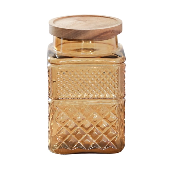 Square Glass Storage Jar, Airtight Kitchen Canister, Textured Food ...