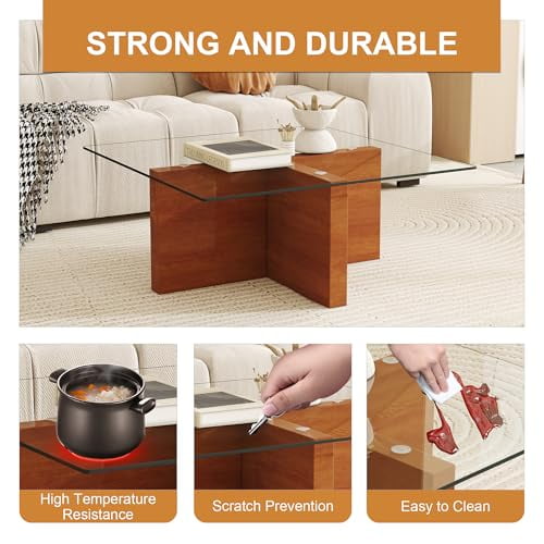 Square Glass Table Top,1/3” Thick Tempered Glass Top, 36 Inches Clear ...