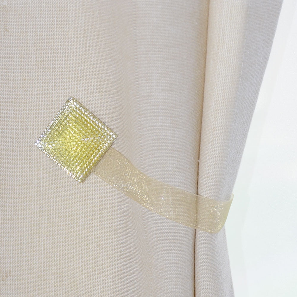 Square Gold 2 Piece Crystal Magnetic Window Curtain Drapery Tie Back ...