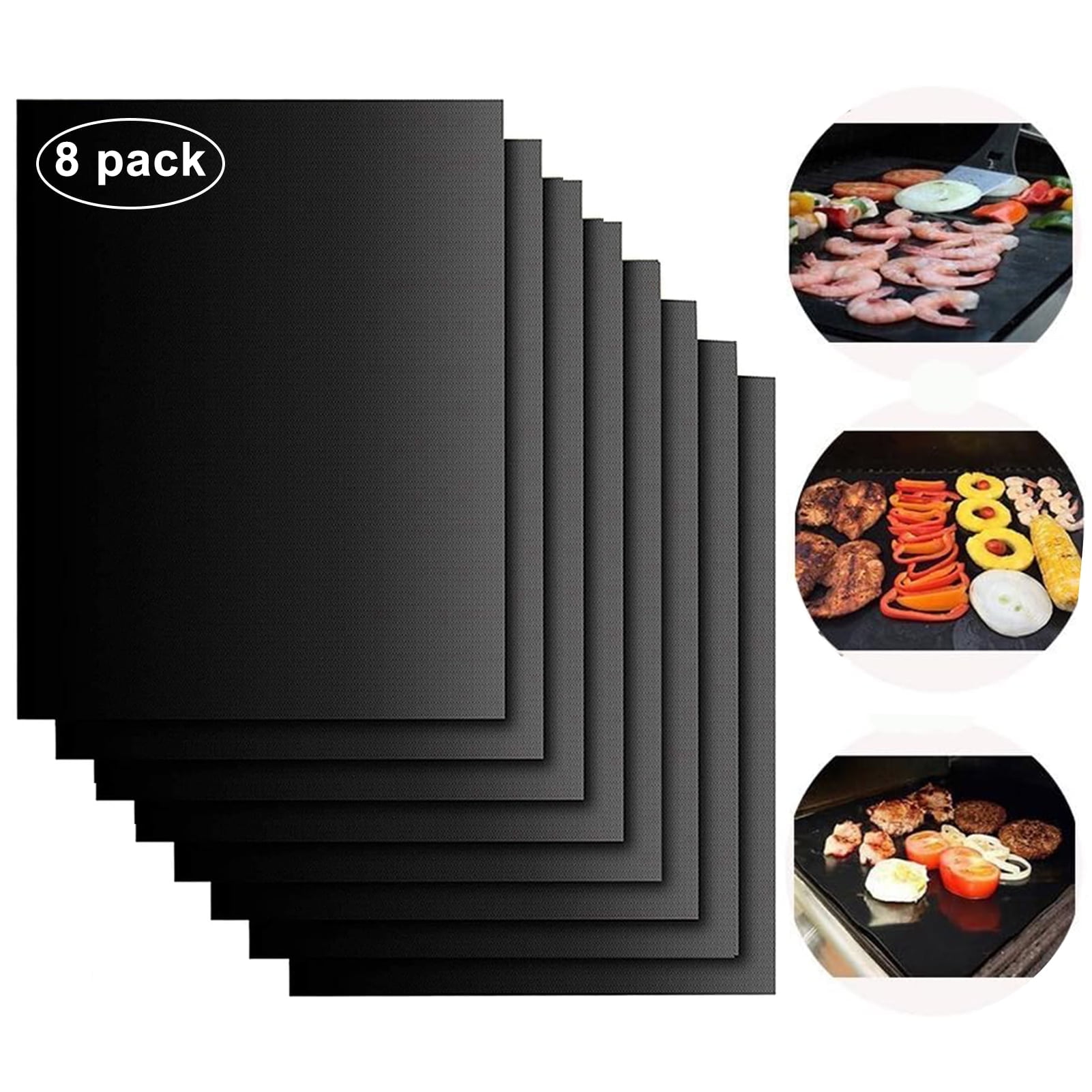 Square Grill Mats for Outdoor Grill, Set of 8 BBQ Grilling Mat for ...